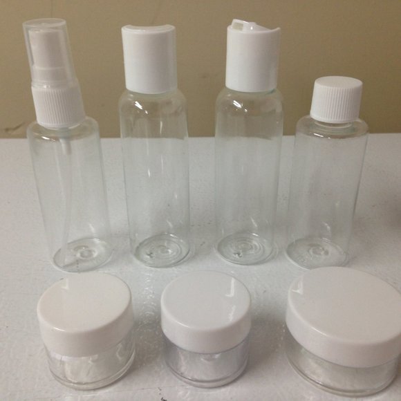 Storage & Organization | Set Of 7 Empty Fillable Travel Size Bottles ...